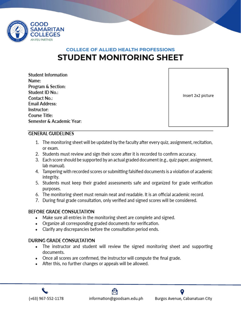 NSTP Grade Monitoring Sheet Guide | PDF