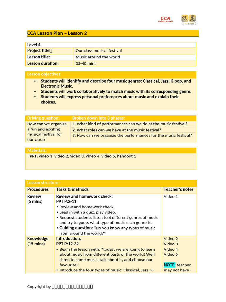 Music Genres Lesson Plan for Kids | PDF | Lesson Plan | Entertainment