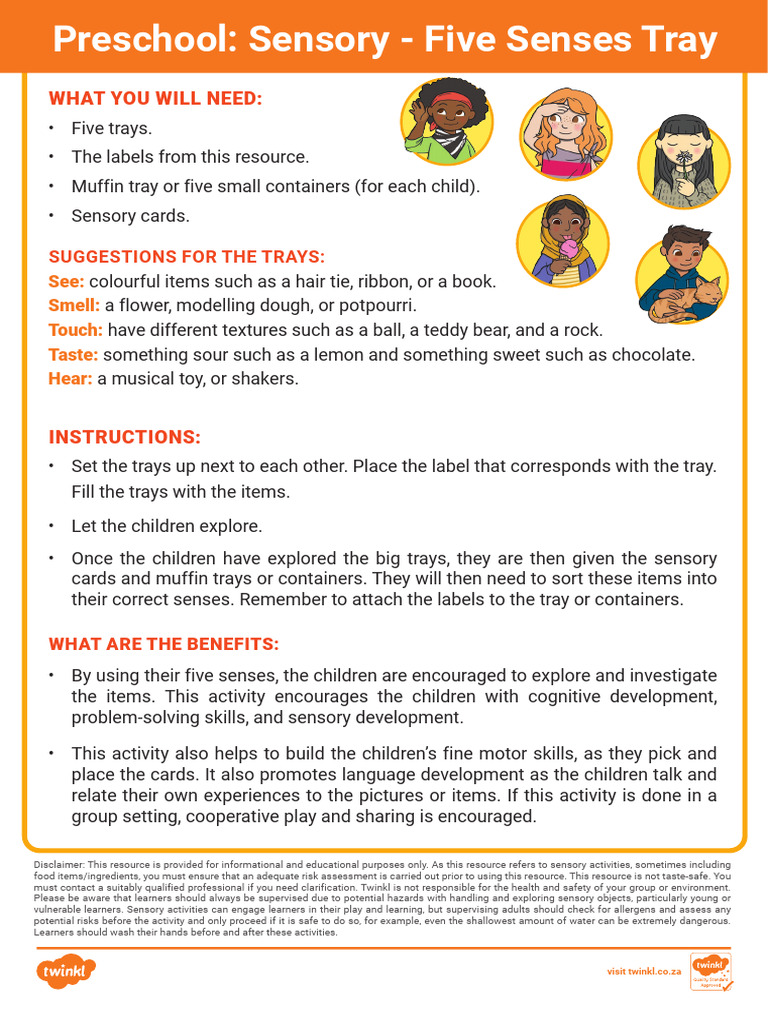 Five Senses Sensory Tray Activity | PDF | Senses | Perception