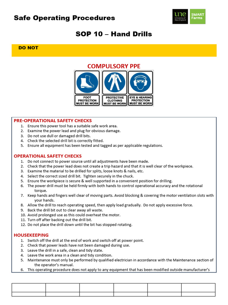 Hand Drill Safety Operating Procedures | PDF | Drill | Electrician