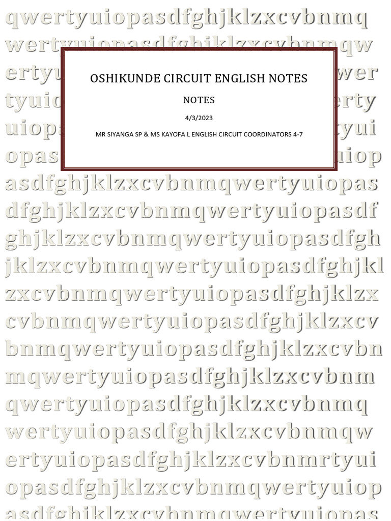 English Notes 4-7 2023 OSHIKUNDE | PDF | Grammar | Linguistic Morphology