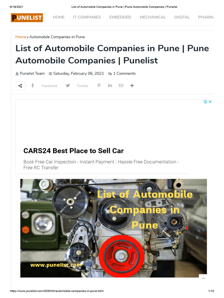 Pune Automobile Companies Overview | PDF | Car | Automotive Industry