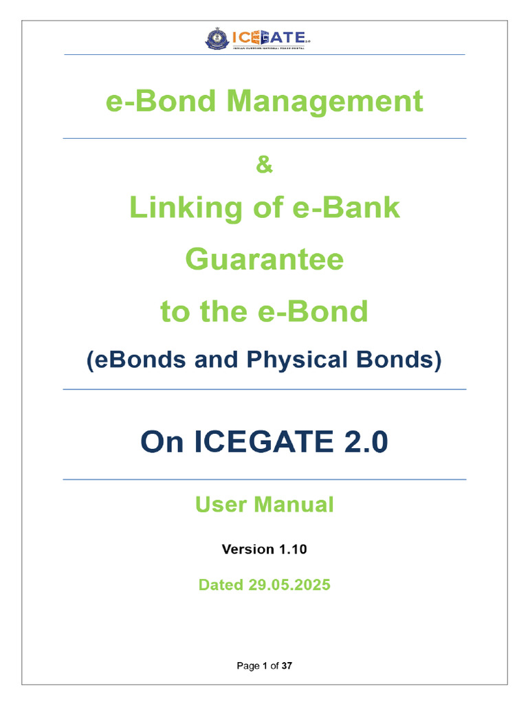 E-Bond and E-BG - Icegate | PDF