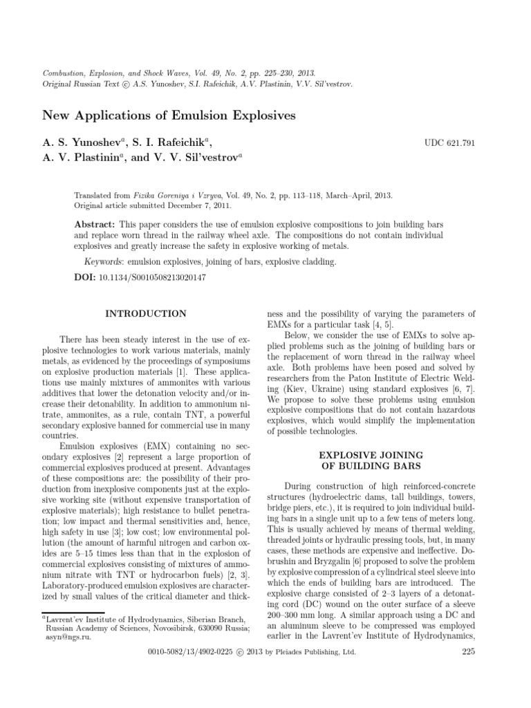 New Uses for Emulsion Explosives | PDF | Screw | Mechanical Engineering