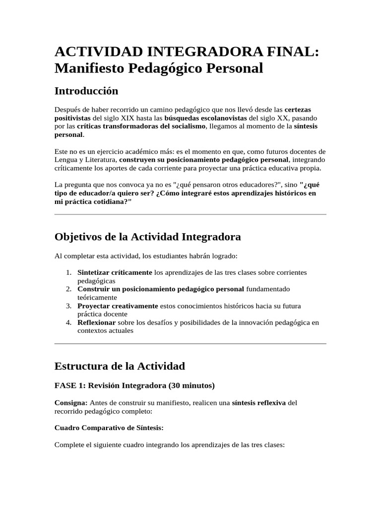 CLASE 4 ACTIVIDAD INTEGRADORA FINAL | PDF | Pedagogía | Maestros