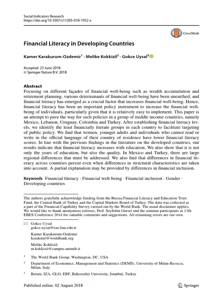 Financial Literacy in Developing Countries | PDF | Retirement | Literacy