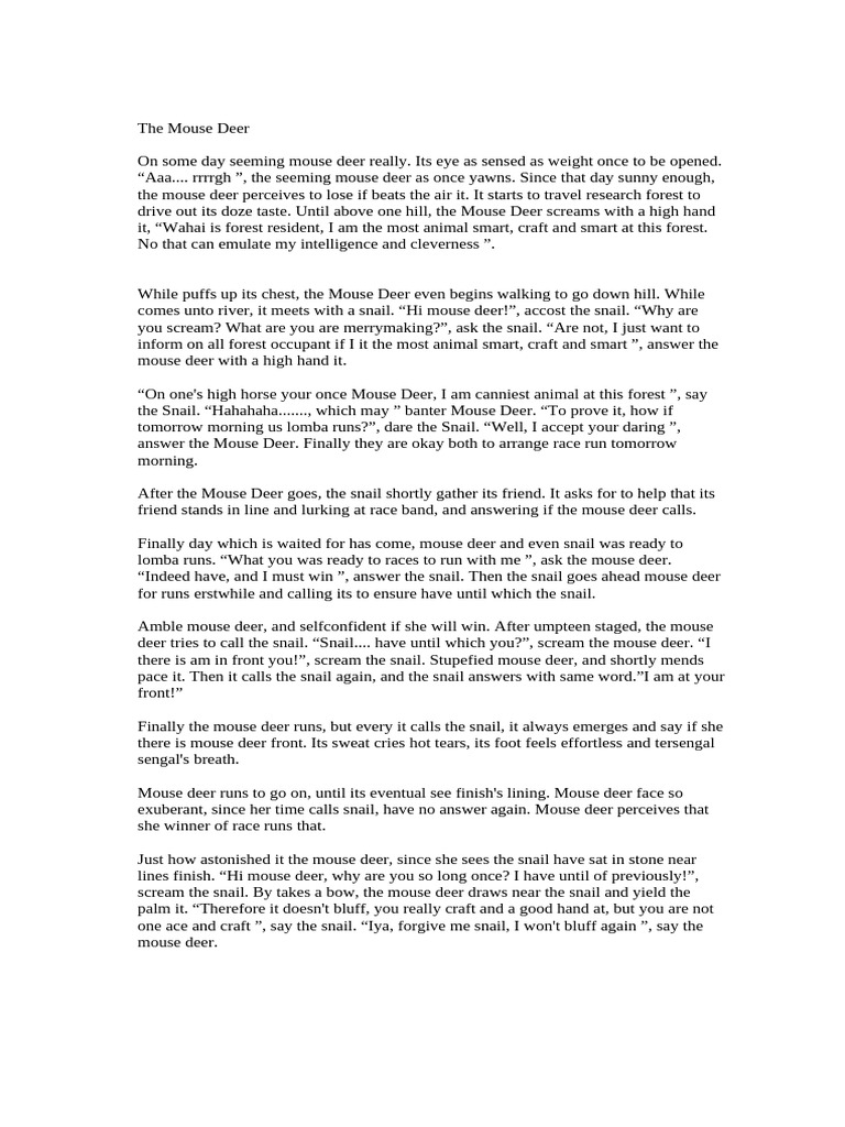 The Clever Mouse Deer and Snail Race | PDF