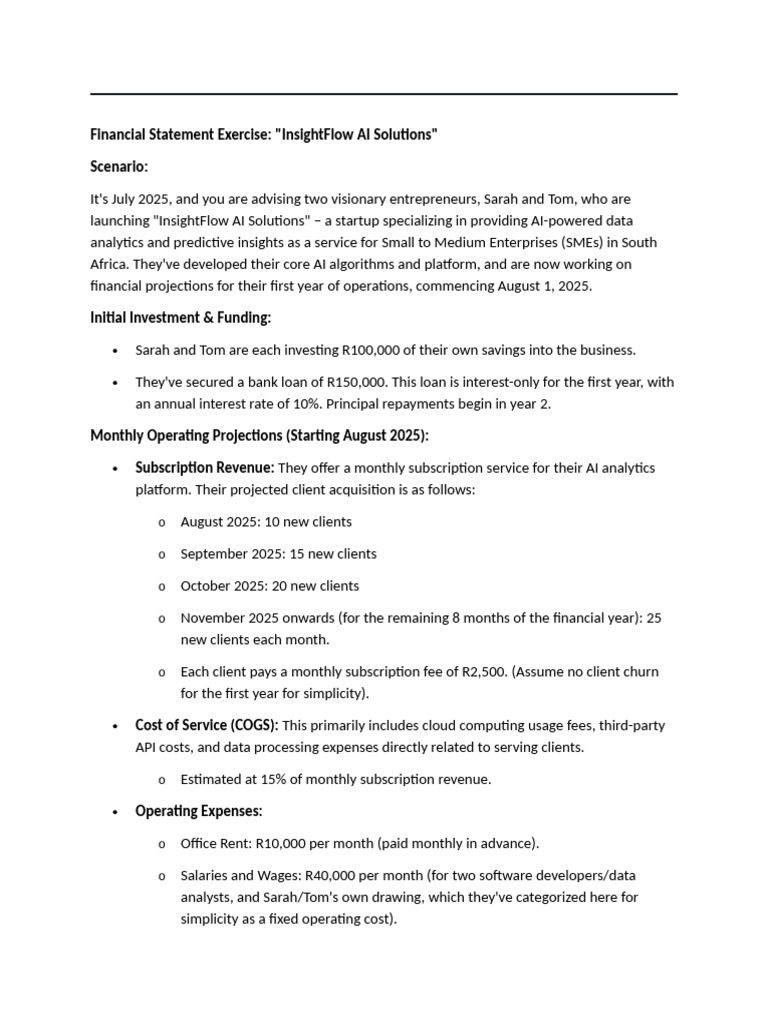 Financial Statement Exercise | PDF | Expense | Subscription Business Model