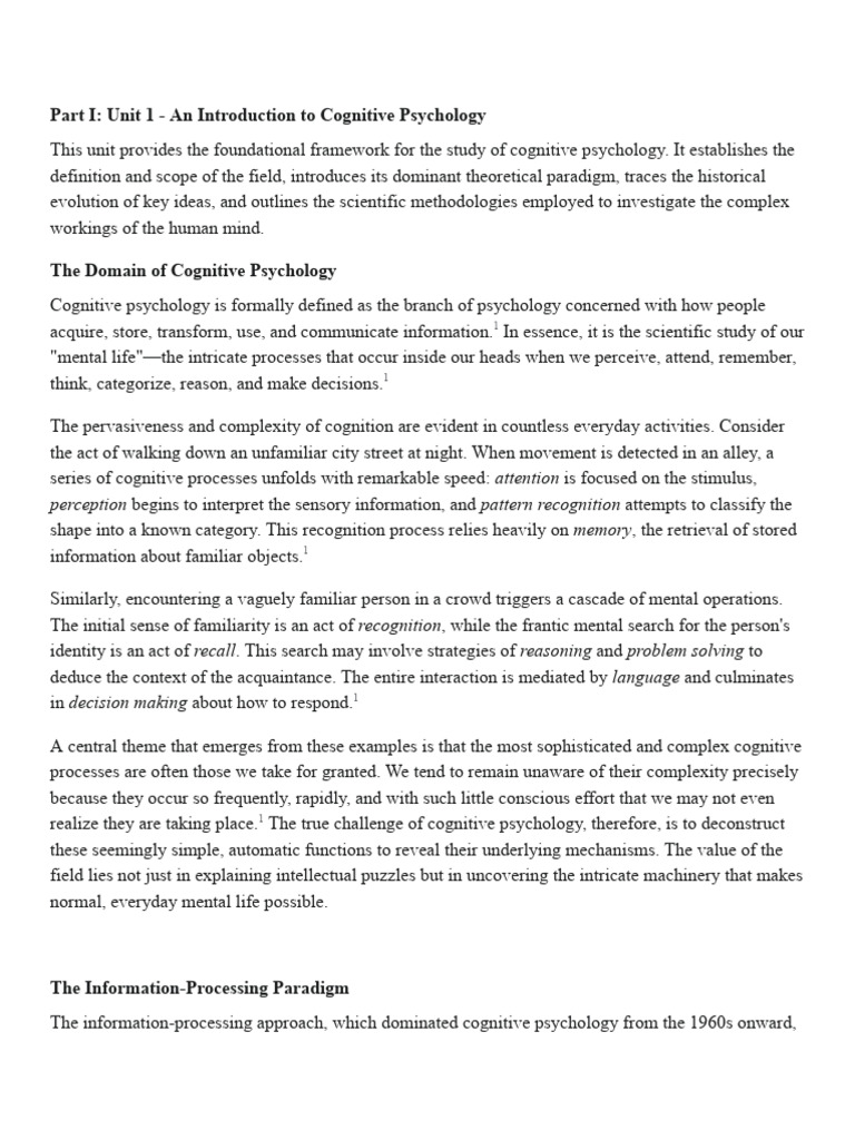 Introduction to Cognitive Psychology | PDF | Perception | Mind