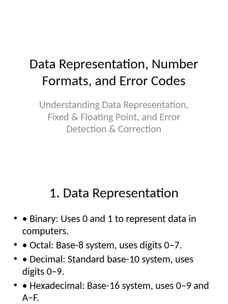 Data Representation and Error Codes | PDF