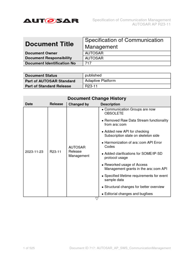 AUTOSAR AP SWS CommunicationManagement | PDF | Computing | Computer Engineering