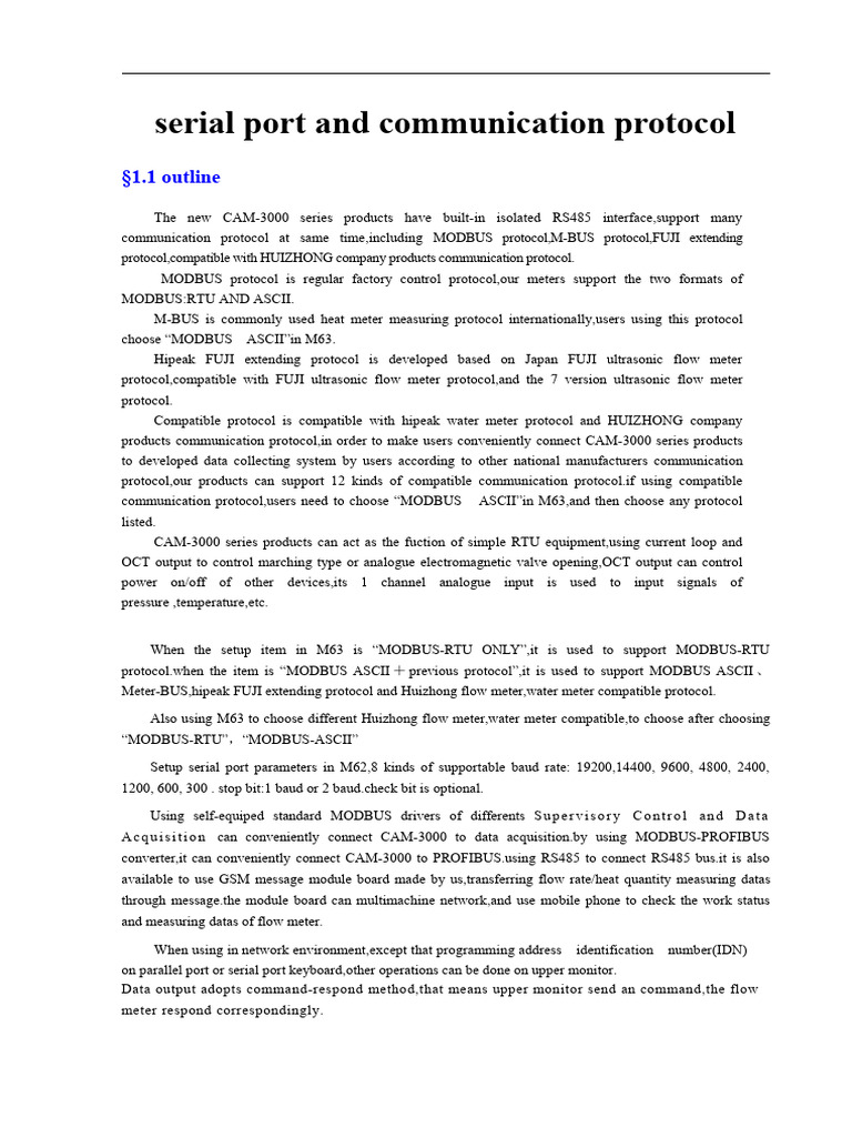 RS 485 Communication Protocol - Ultrasonic Flow Meter | PDF | Binary Coded Decimal | Integer ...