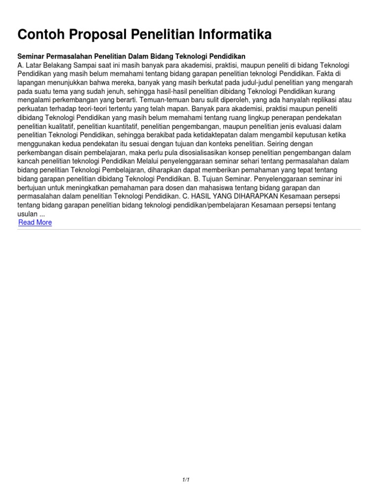Contoh Proposal Penelitian Informatika | PDF