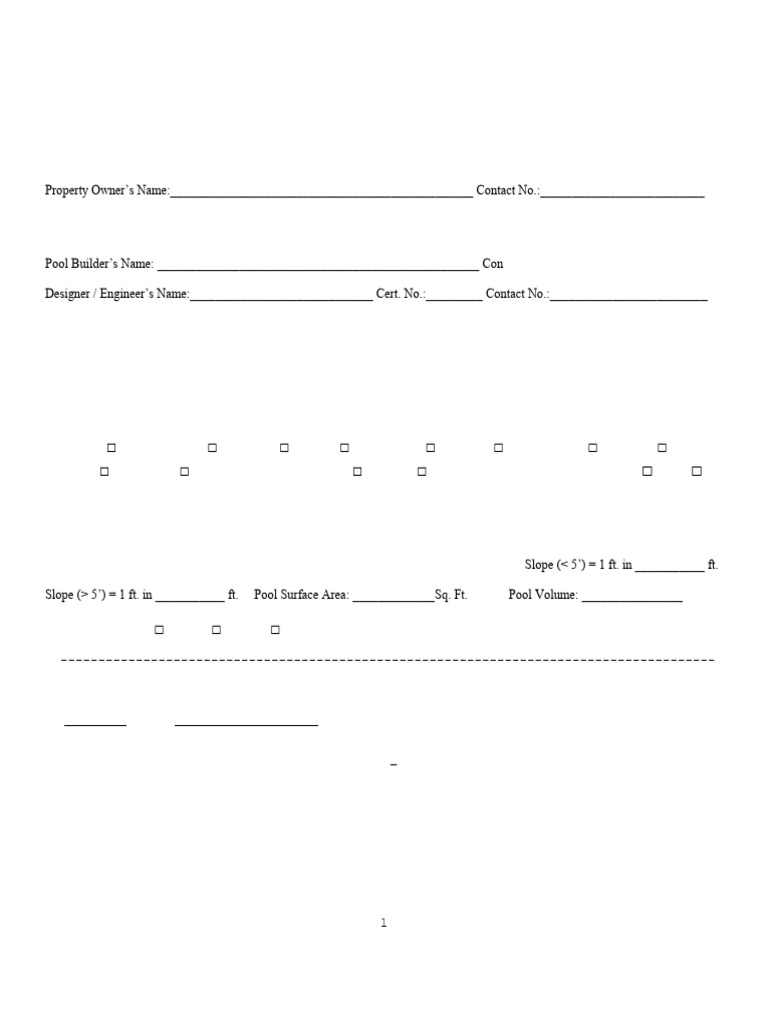Pool Hydraulic Analysis Form | PDF | Swimming Pool