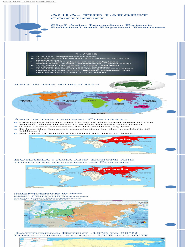 Ch-7 Asia-Largest Continent | PDF