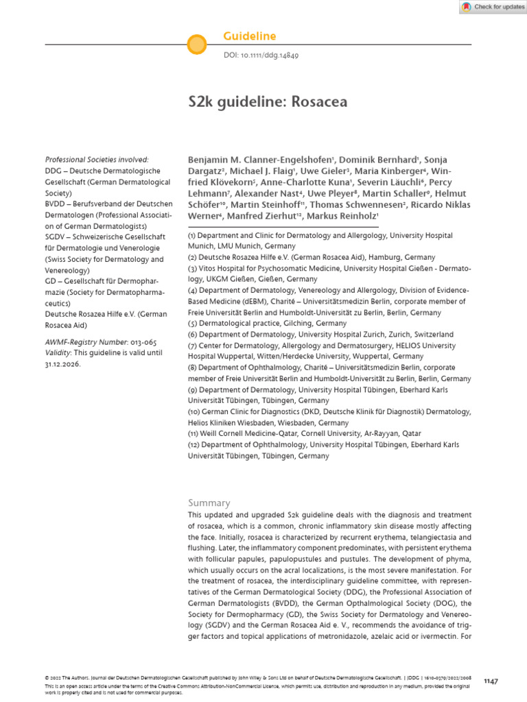J Deutsche Derma Gesell - 2022 - Clanner Engelshofen - S2k Guideline ...