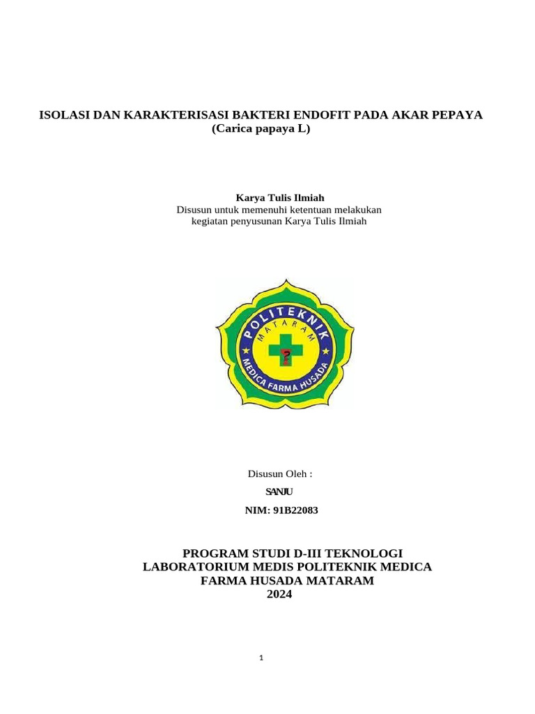 Isolasi Dan Karakterisasi Bakteri Endofit Pada Aka | PDF