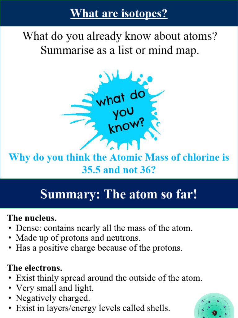 IGCSE Chemistry Lesson 5 Isotopes | PDF | Isotope | Atoms