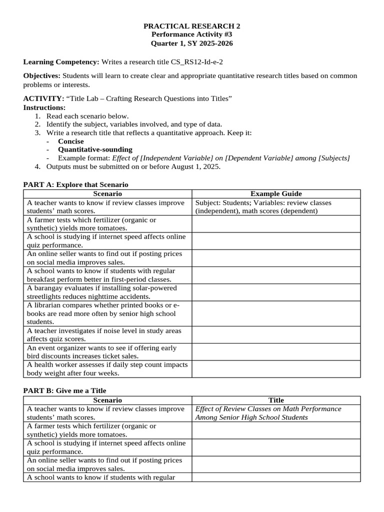 Writing A Research Title | PDF | Quantitative Research | Methodology