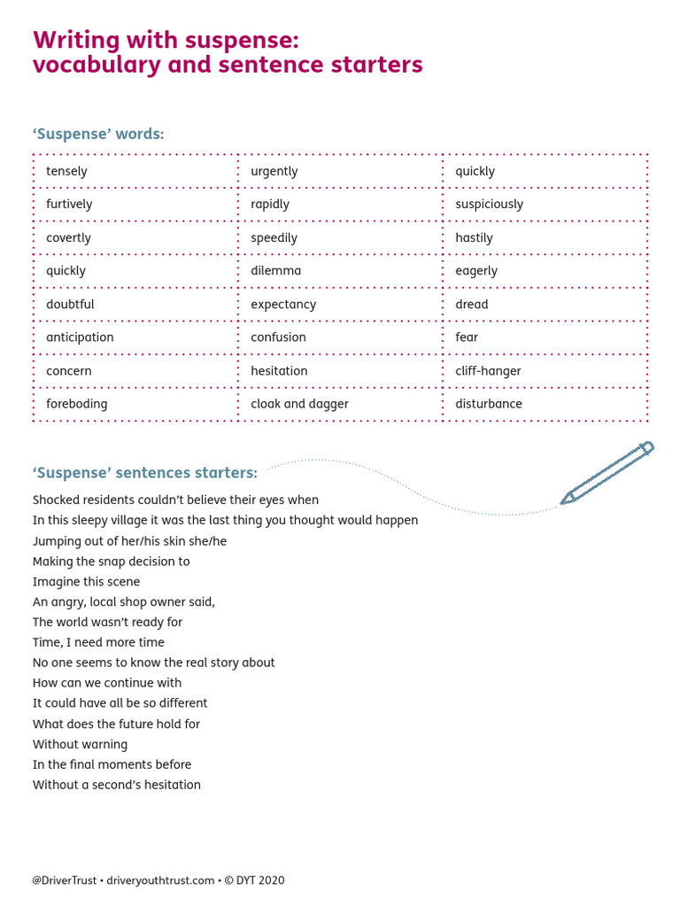 Vocabulary for Writing Suspense | PDF