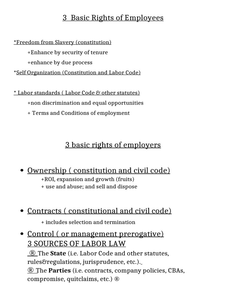 3 Basic Rights of Employees | PDF | Labour Law | Employment