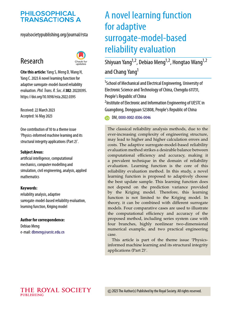 Yang Et Al 2023 A Novel Learning Function For Adaptive Surrogate Model ...