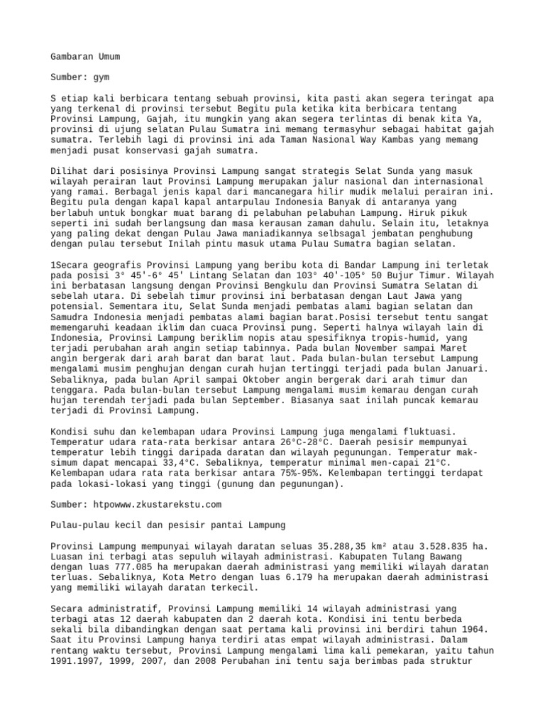 Gambaran Umum Provinsi Lampung | PDF