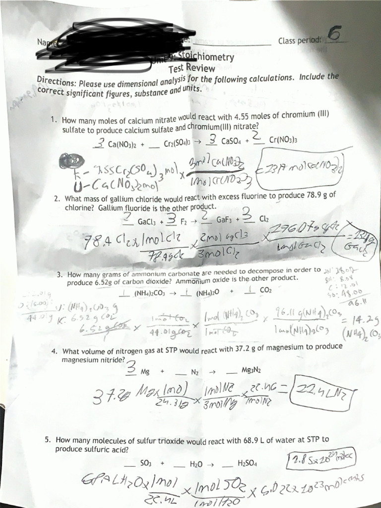 Stoichiometry Test Review | PDF