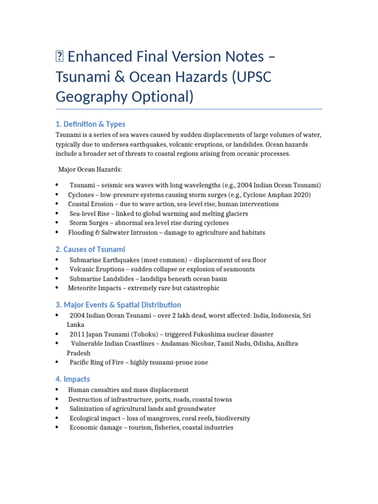 Tsunami Hazards and Management Notes | PDF | Tsunami | Natural Disasters