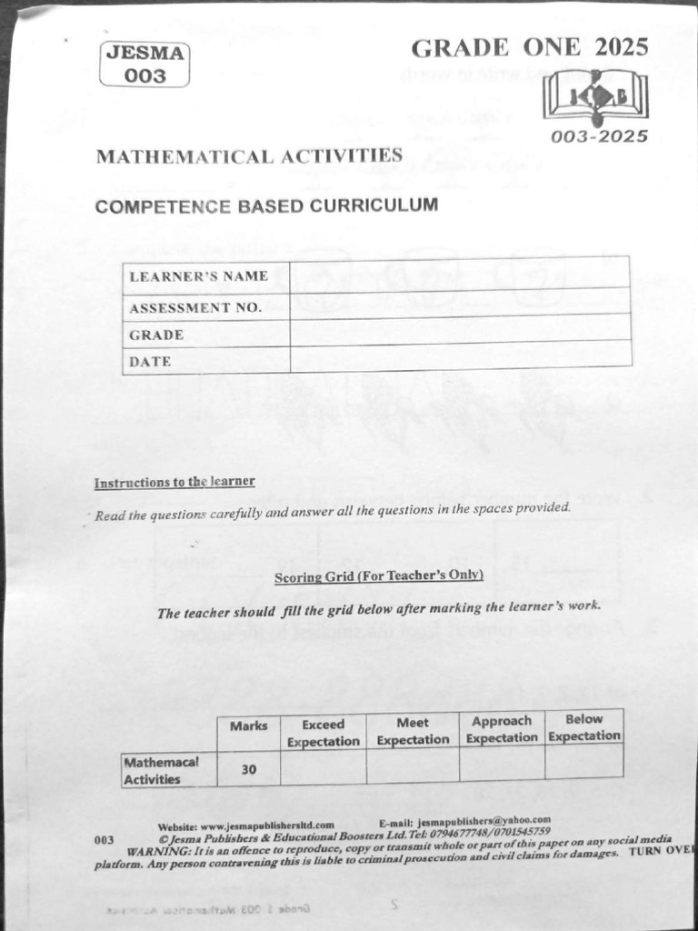 Grade 1 003 Jesma All Subjects | PDF