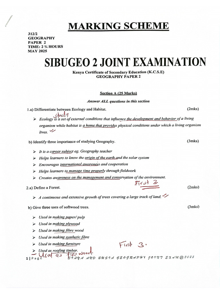 Sibugeo 2 2025 Paper 2 Marking Scheme | PDF