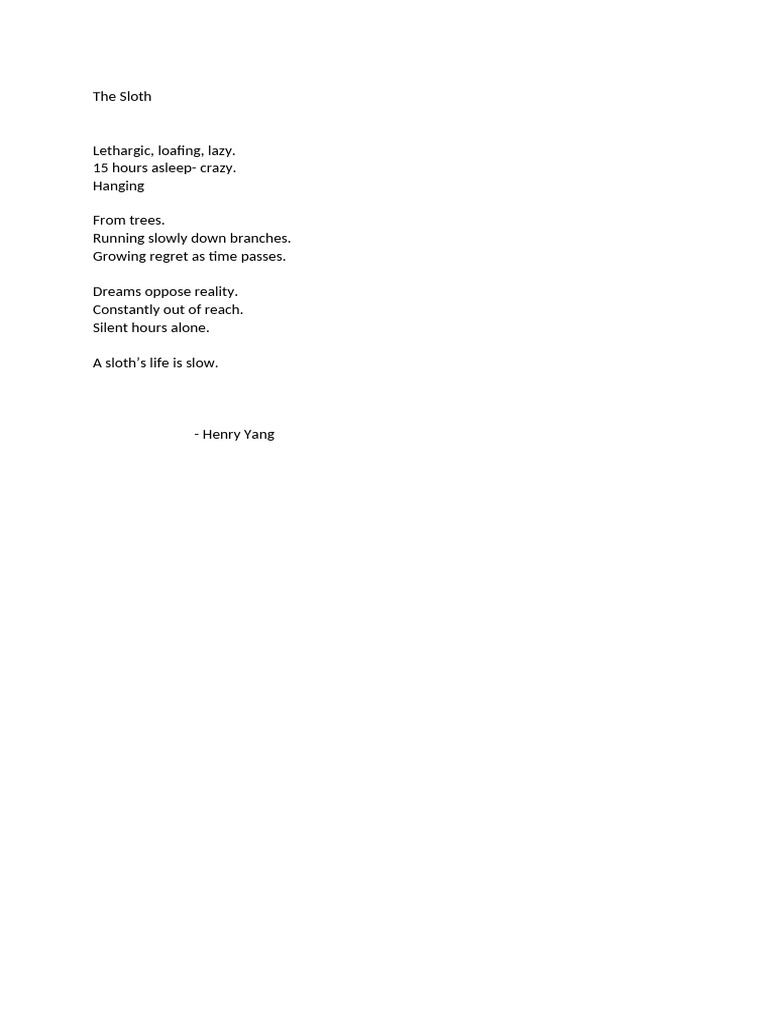 The Slow Life of a Sloth | PDF