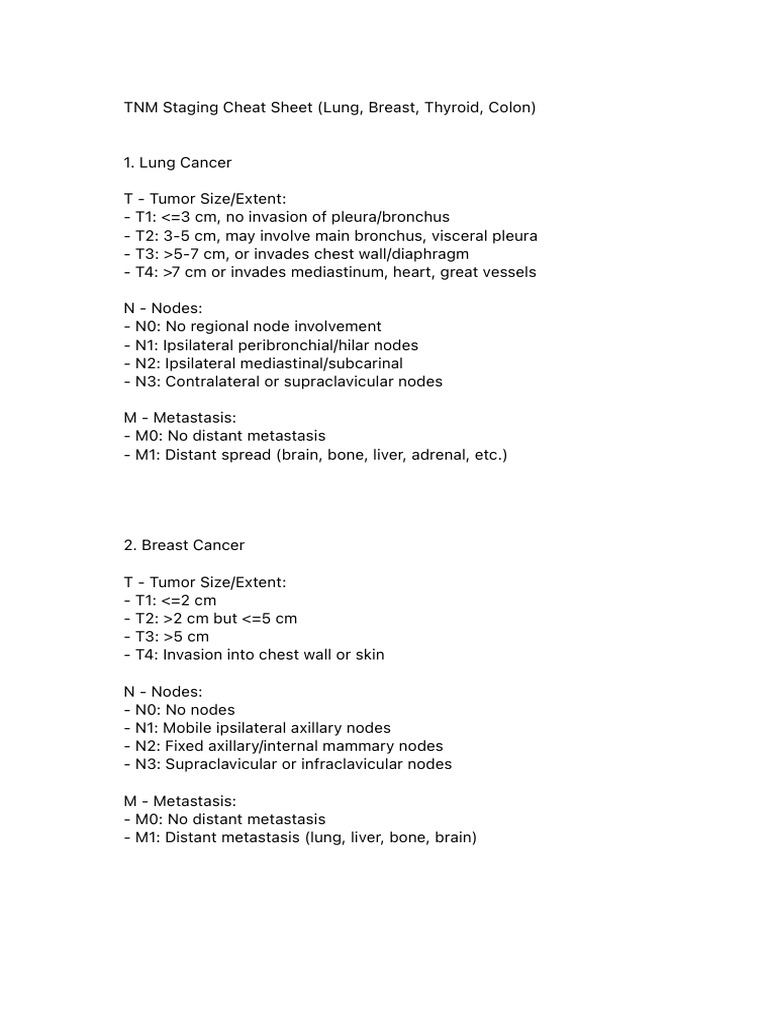 Tumor Grading Cheat Sheet | PDF