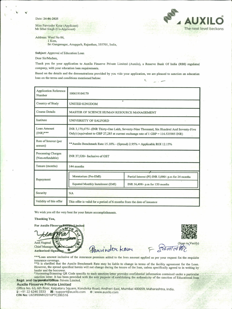 Sanction Letter | PDF