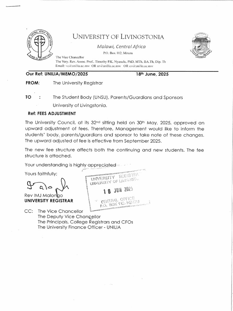 Fees Adjustment 2025 | PDF