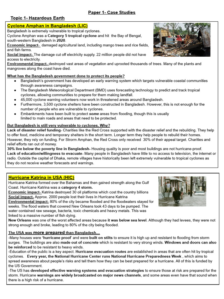 GCSE ALL Case Studies 2025 | PDF | Tropical Cyclones | Hurricane Katrina