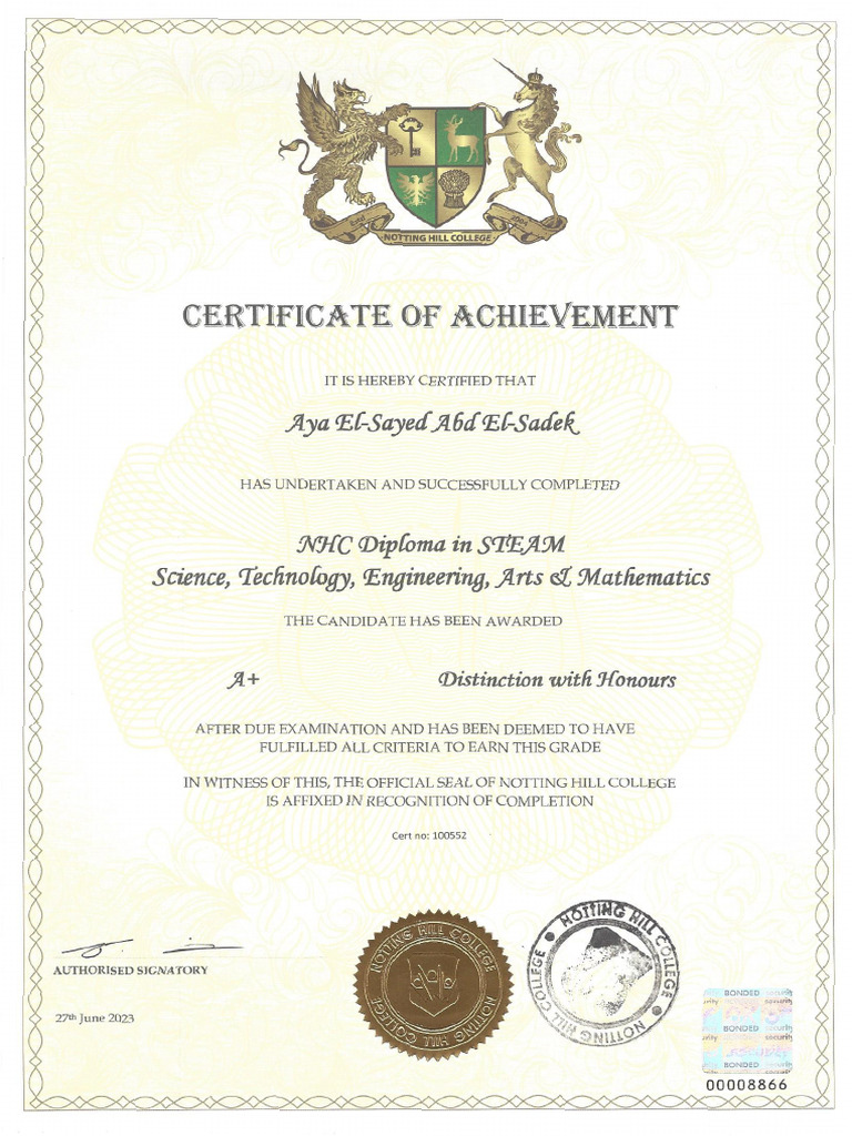Steam New Sample Certificate | PDF | Qualifications | Educational Stages