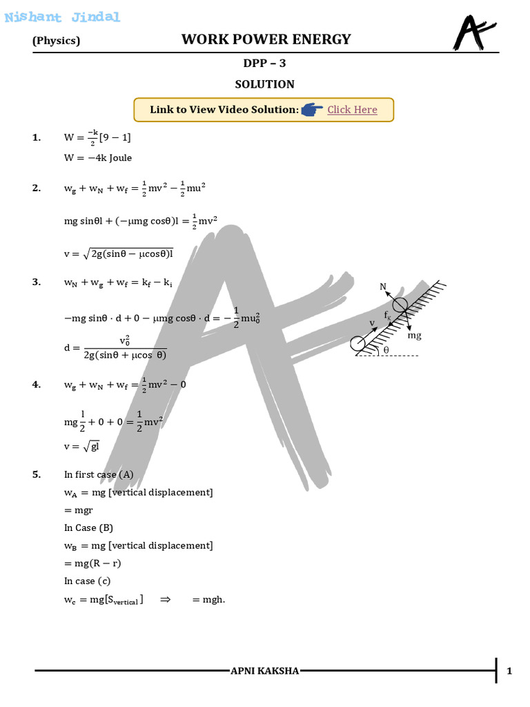 DPP - 03 (Video Solution) Work Power Energy NJ - 247 | PDF | Chess Theory | Chess
