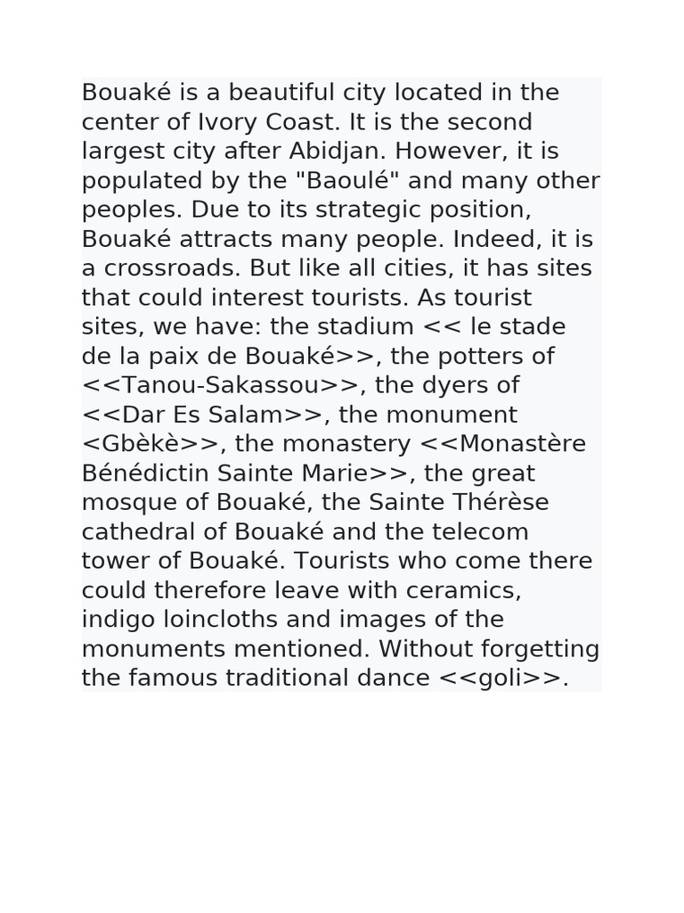Discover Bouaké: Top Tourist Attractions | PDF