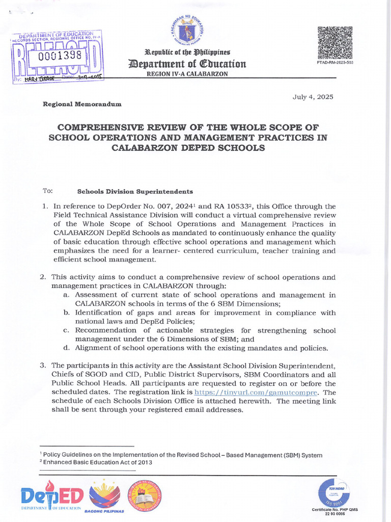 RM-2025-503 - 2 Comprehensive Review Whole Scope School Ops and MNGT ...