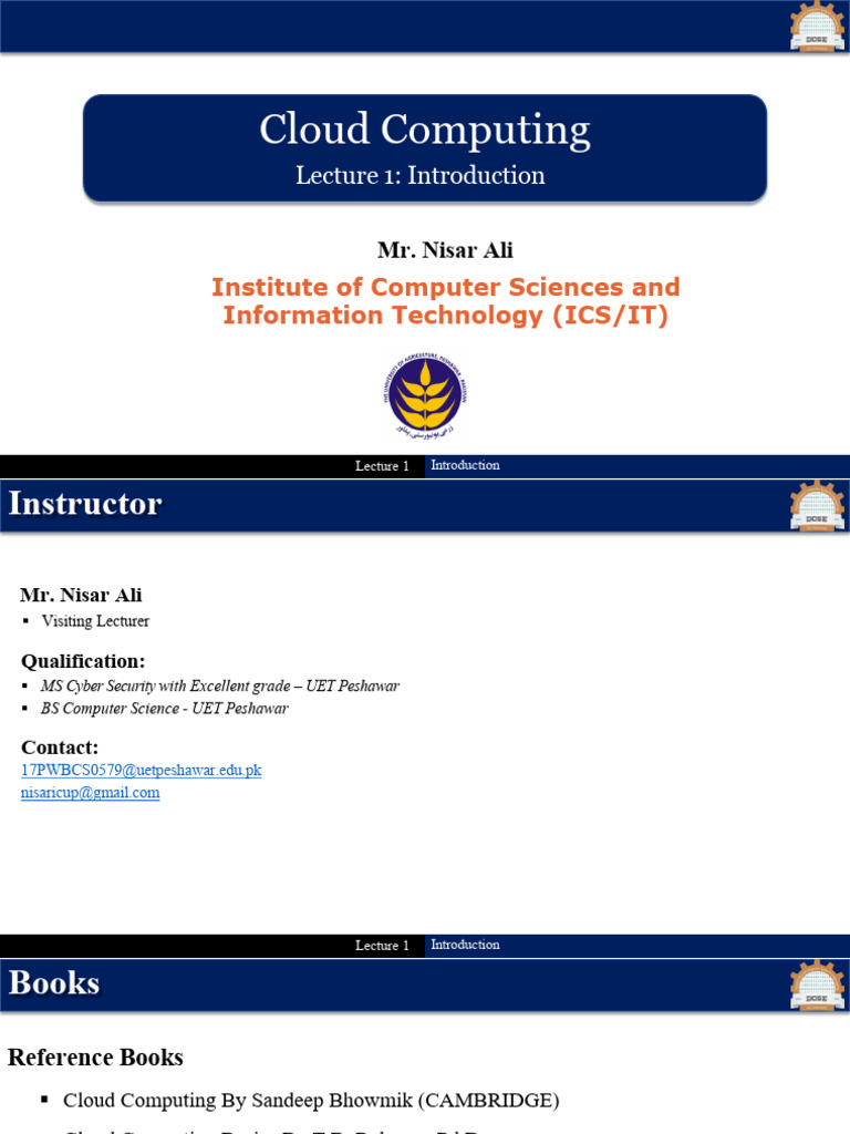 Lecture 1 - Introduction to Cloud Computing | PDF | Cloud Computing | Apache Hadoop
