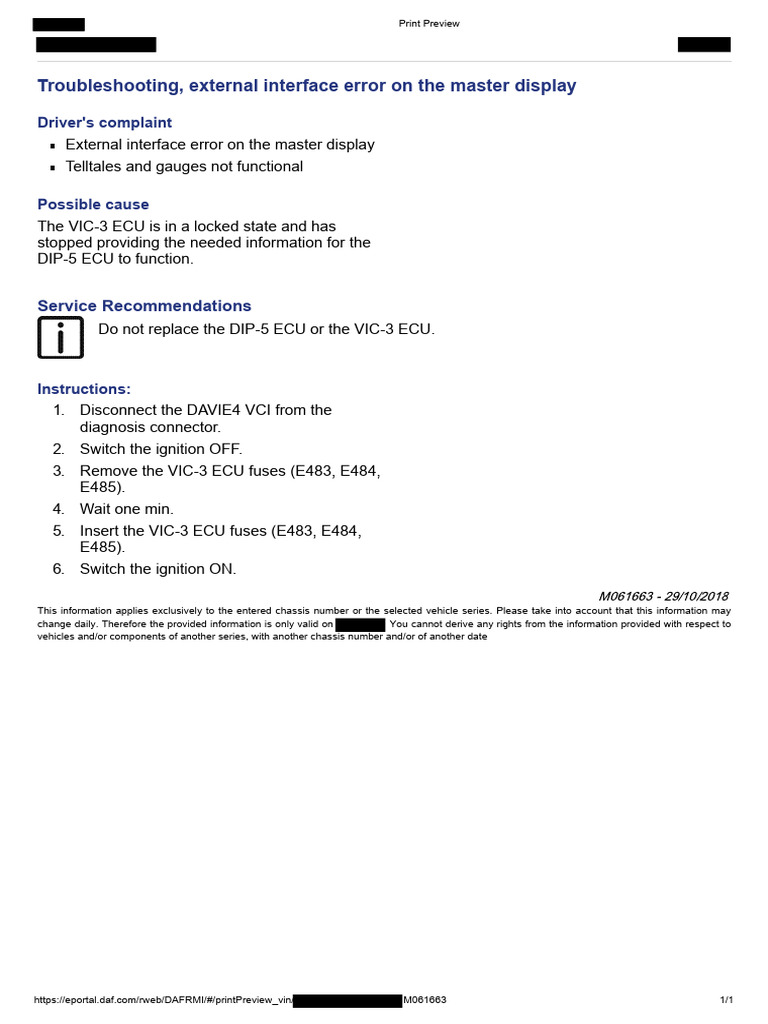 Troubleshooting, External Interface Error On The Master Display | PDF