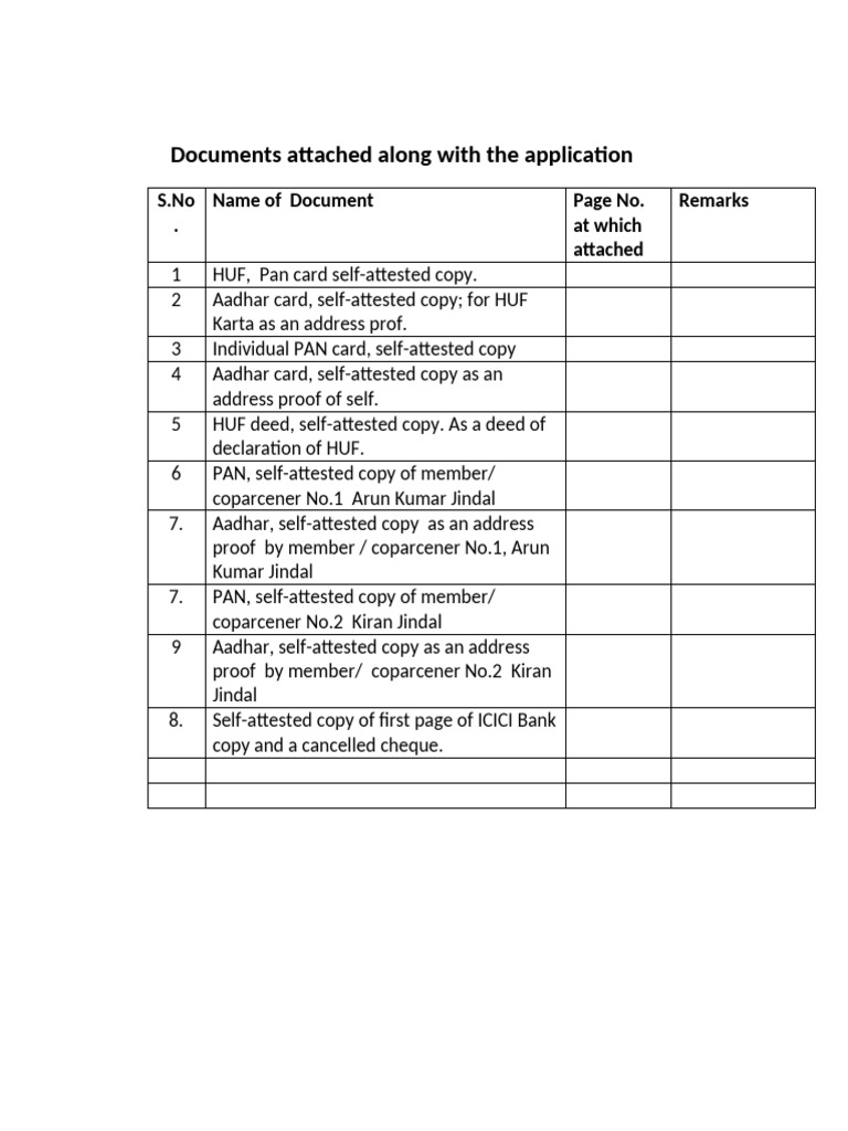 Documents Attached Along With The Application | PDF