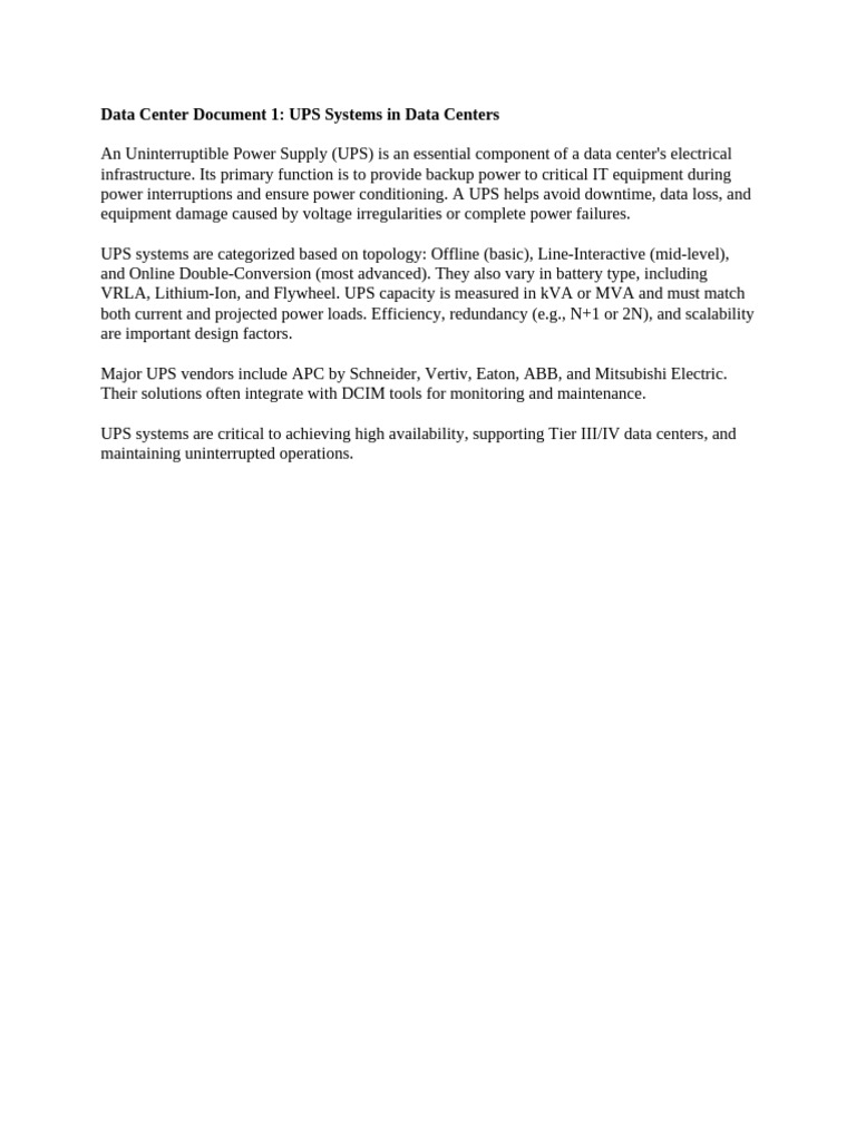 UPS Systems for Data Centers | PDF