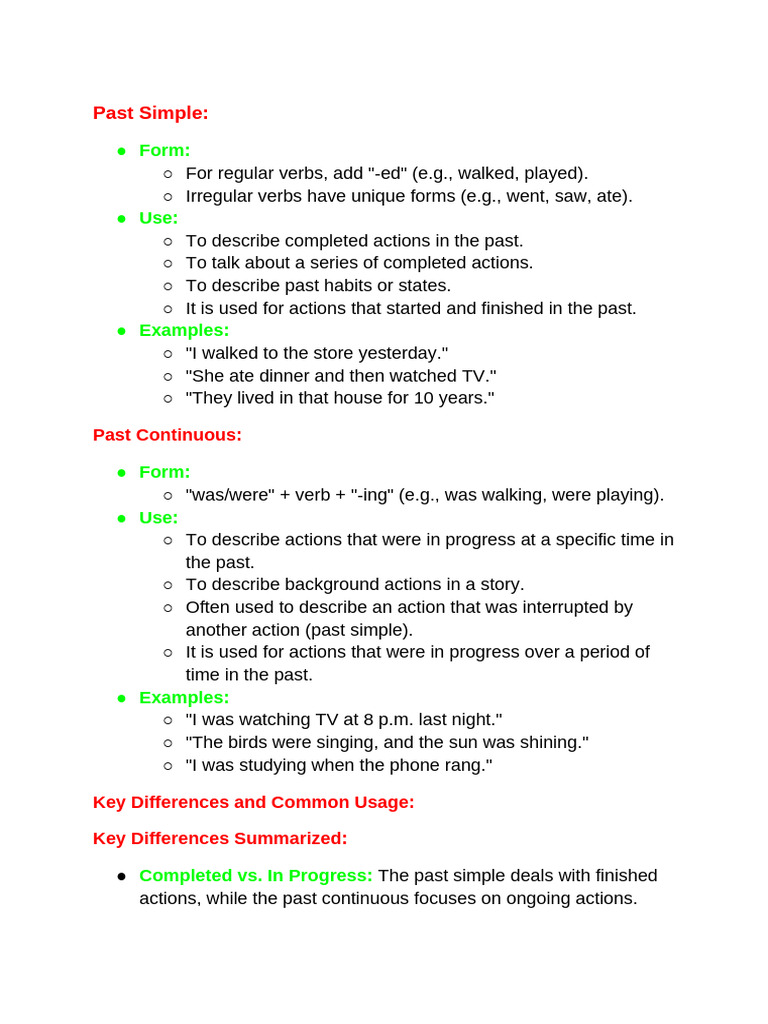 Unit 4 Lesson 2 Past Simple and Past Continious | PDF | Semantic Units ...