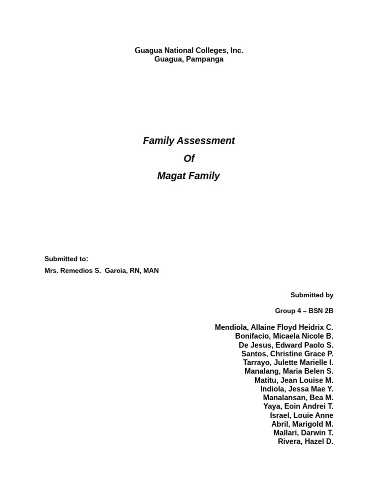 CHN Family Assessment | PDF | Lung | Risk