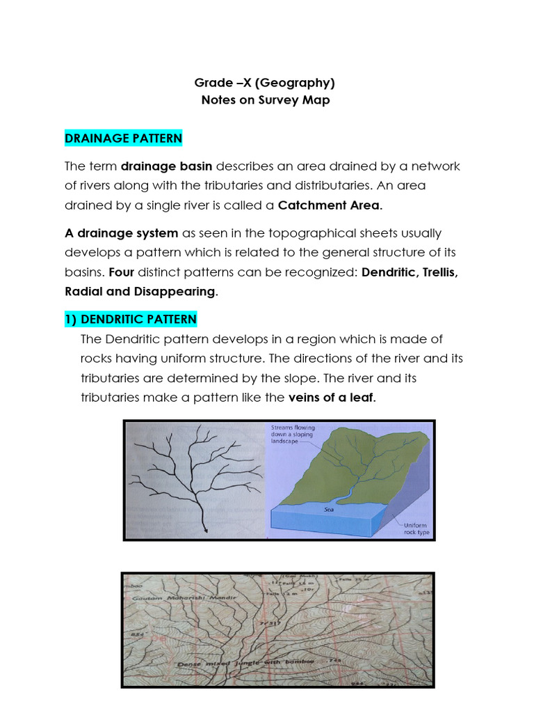 Overview of Drainage Patterns in Geography | PDF | Drainage Basin | Stream