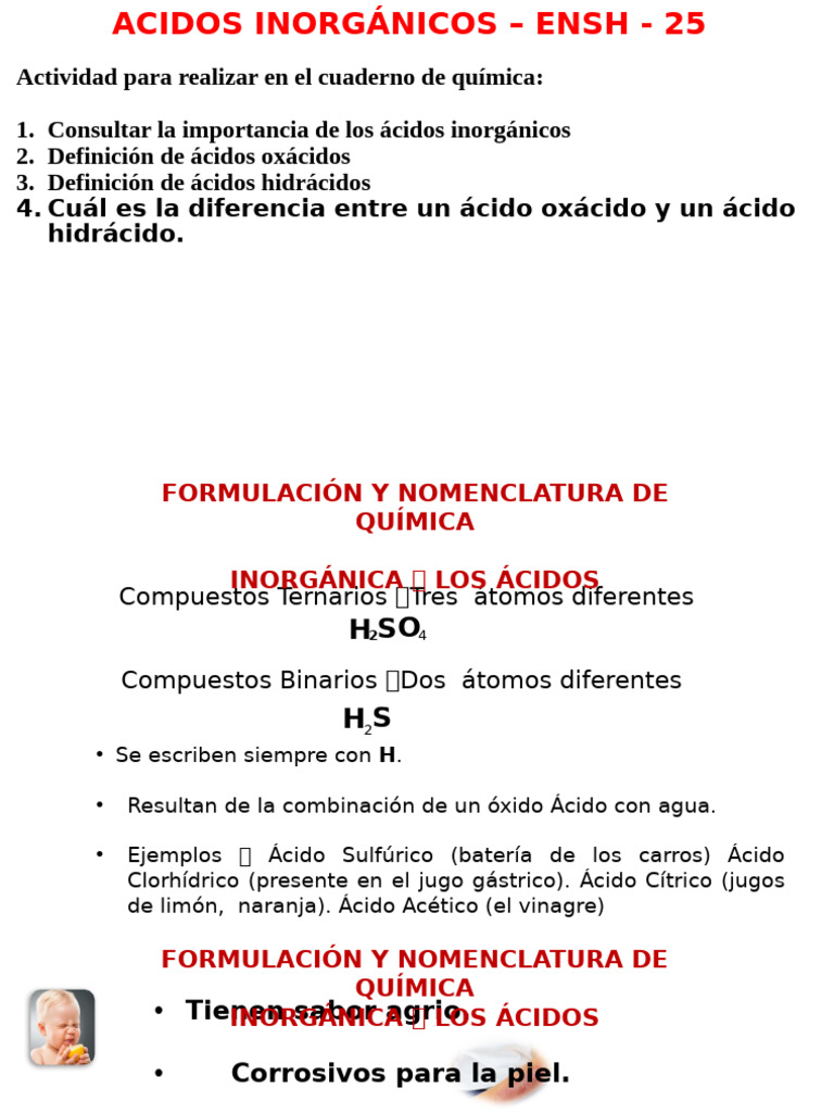 ACIDOS Inorgánicos 2025 | PDF | Ácido | Compuesto inorgánico