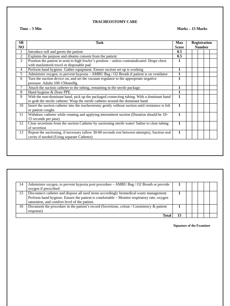 Tracheostomy Care Procedure Checklist | PDF | Pulmonology | Medical ...