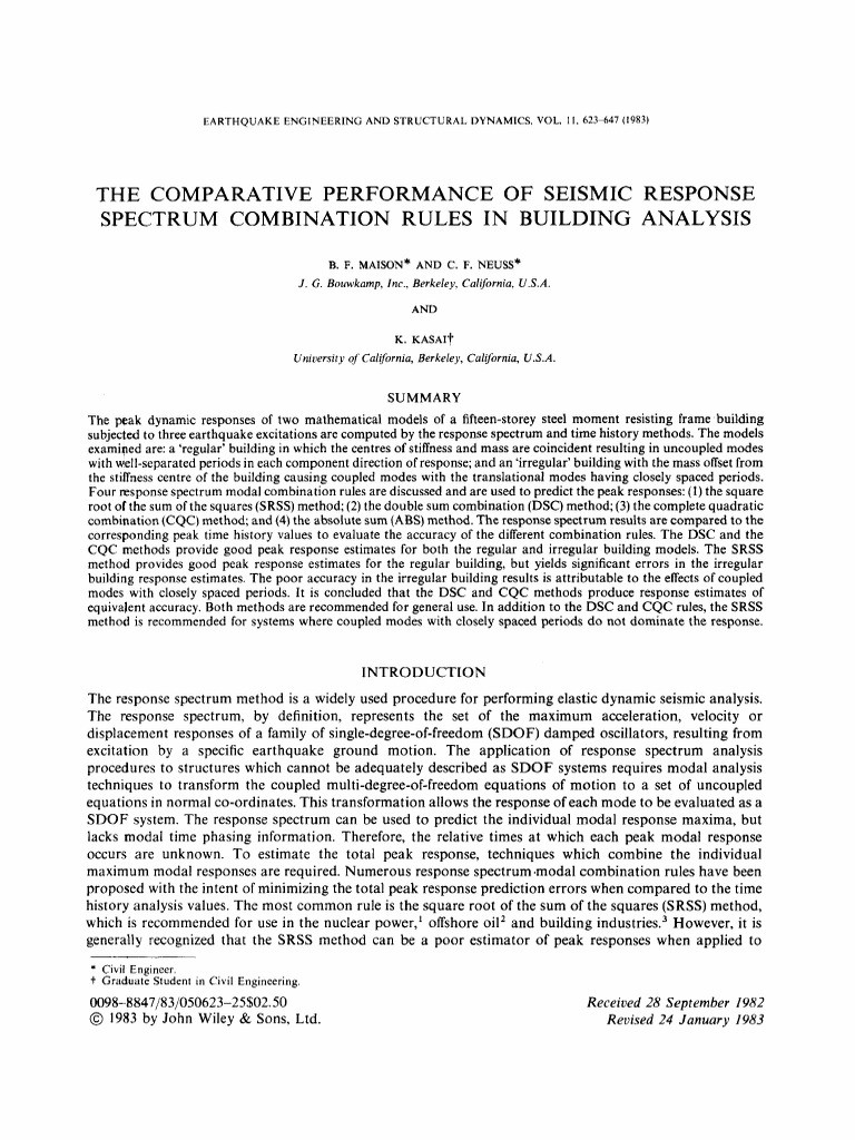 Seismic Response Spectrum Analysis Methods | PDF | Mode (Statistics ...